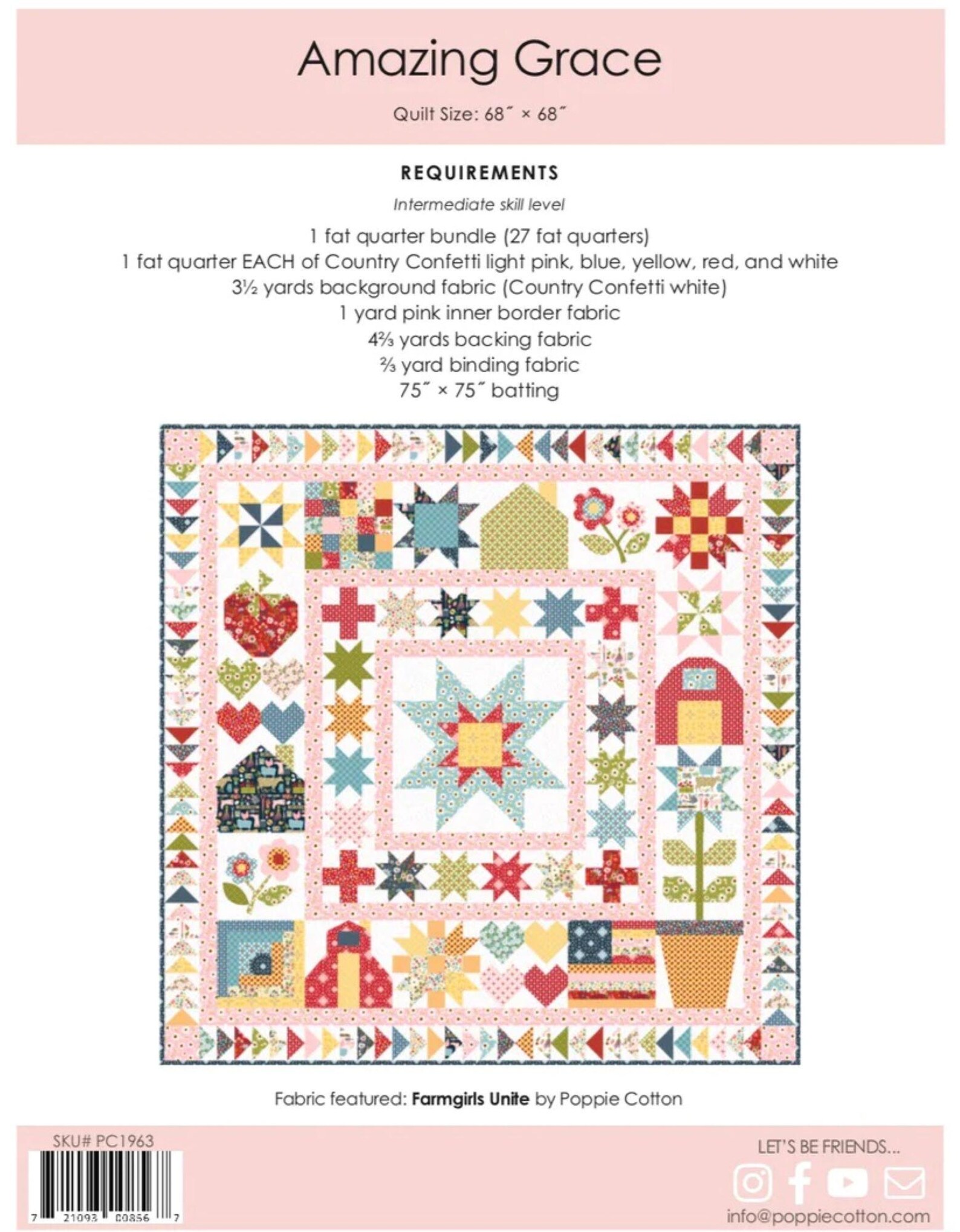 Amazing Grace Quilt Pattern, Poppie Cotton Fabrics, Finished Quilt ...