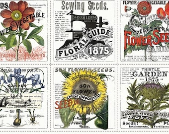Seed Catalog Patch Panel, Sewing Seeds III by J Wecker Frisch for Riley ...