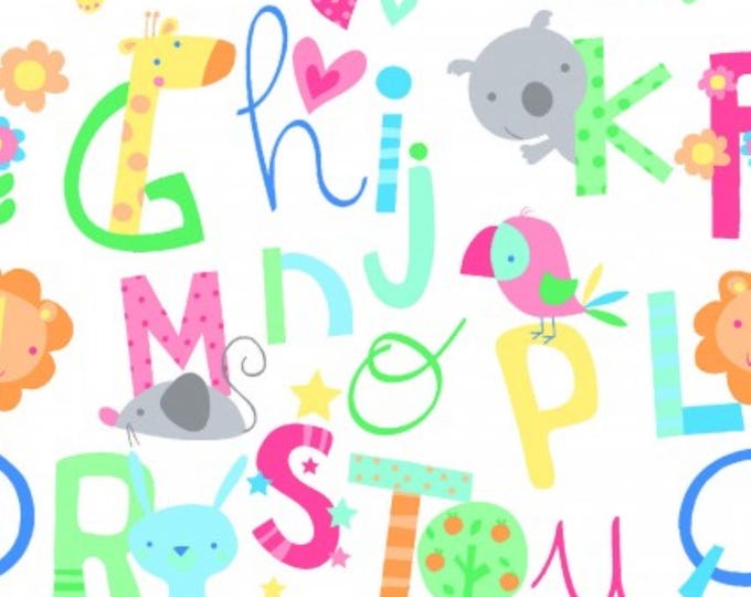Alphabet Animals on White Flannel, Comfy Flannel® Collection by A.E ...