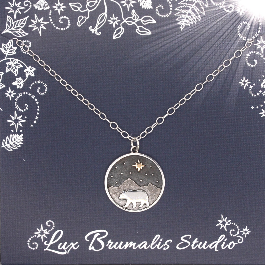 Sterling Silver Bear Pendant Necklace - Etsy