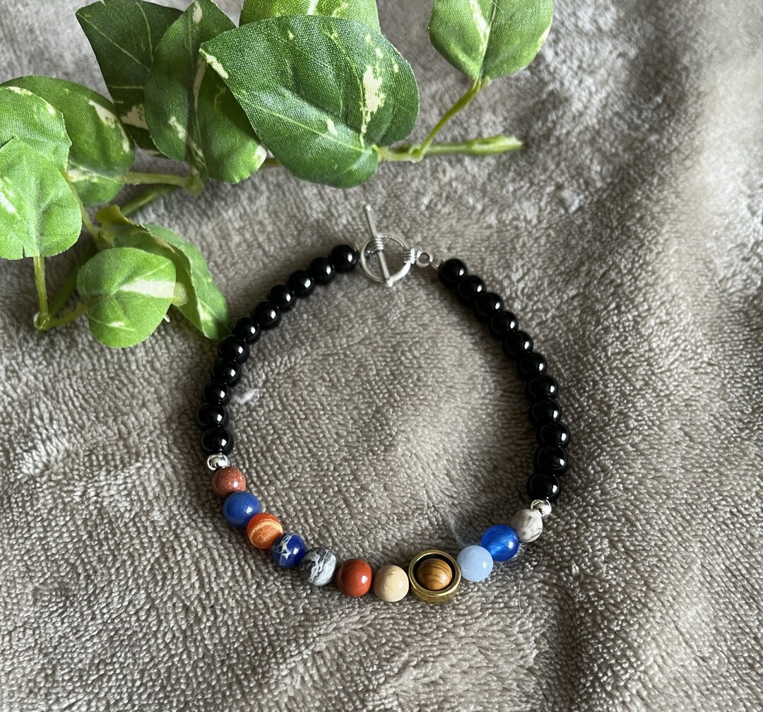 Solar System Planets Bracelet, 6mm Gemstone & Glass Beads - Etsy