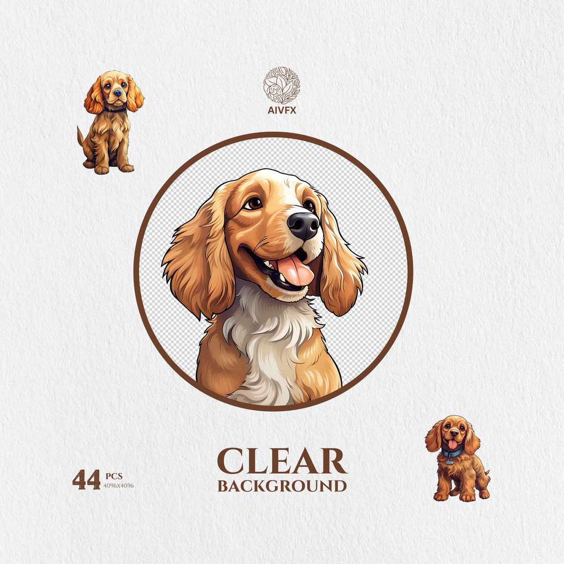 Cocker Spaniel Illustration Mega Bundle: 44 PNG Clipart Designs ...