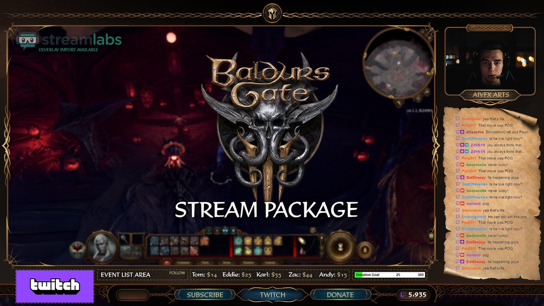 NEW!! Baldur's Gate 3 Stream Overlay | Complete Pack | Perfect for ...