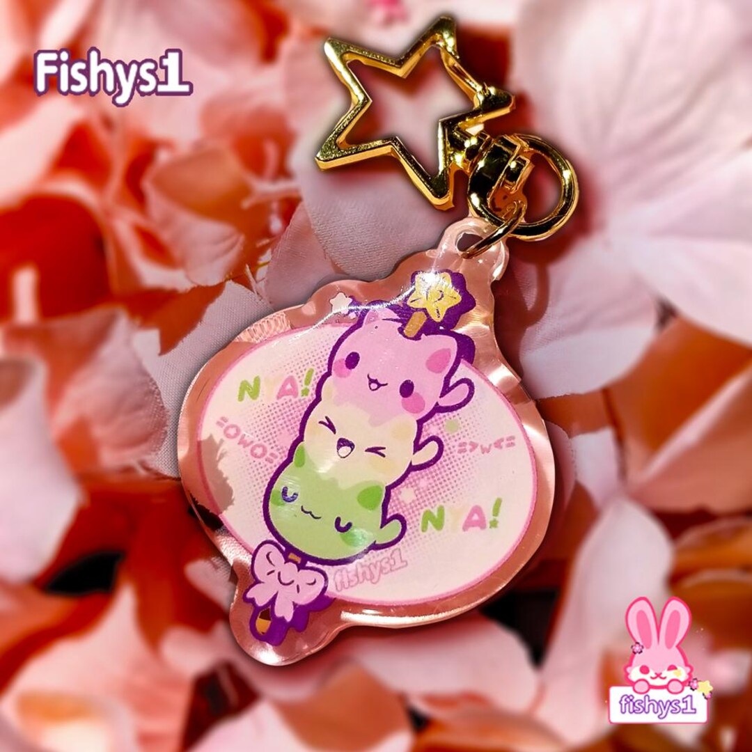 Kawaii Dango Kitty Keychain 2" | Cute Cat Dango Acrylic 3D Magnet ...