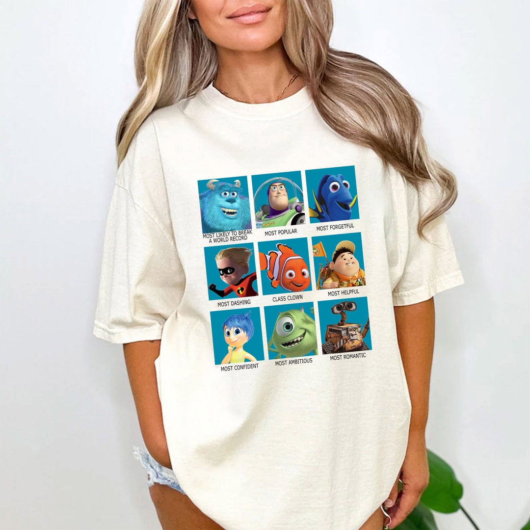 Disney Pixar Movie Characters T-shirt, Inside Out, Monster Inc, Toy ...