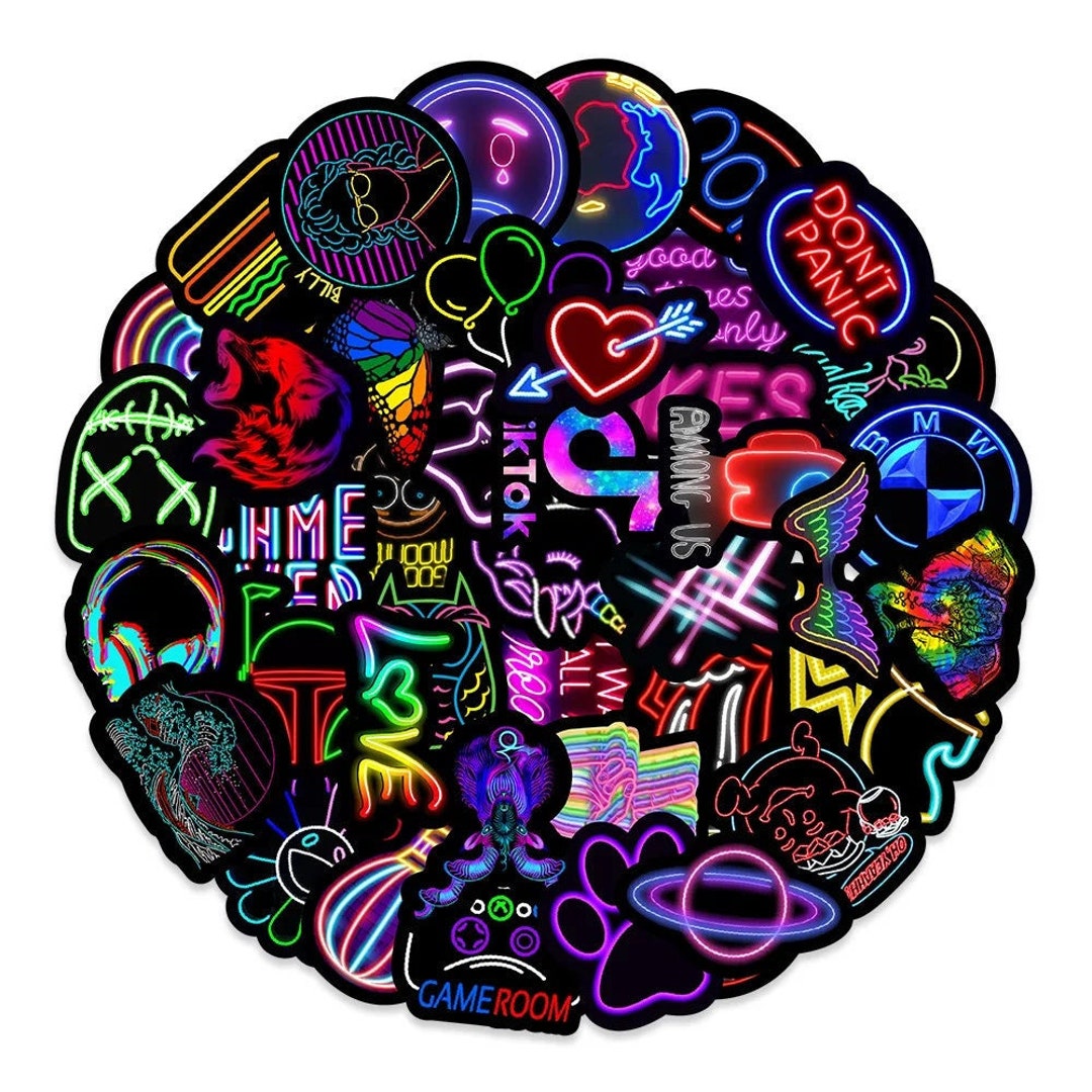 50PCS Neon Graffiti Nightlife Party Rave American Pop Culture Style ...