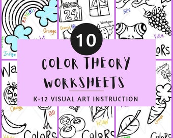 Printable Color Wheel Kids Art Class Activity Sheet Digital Download ...