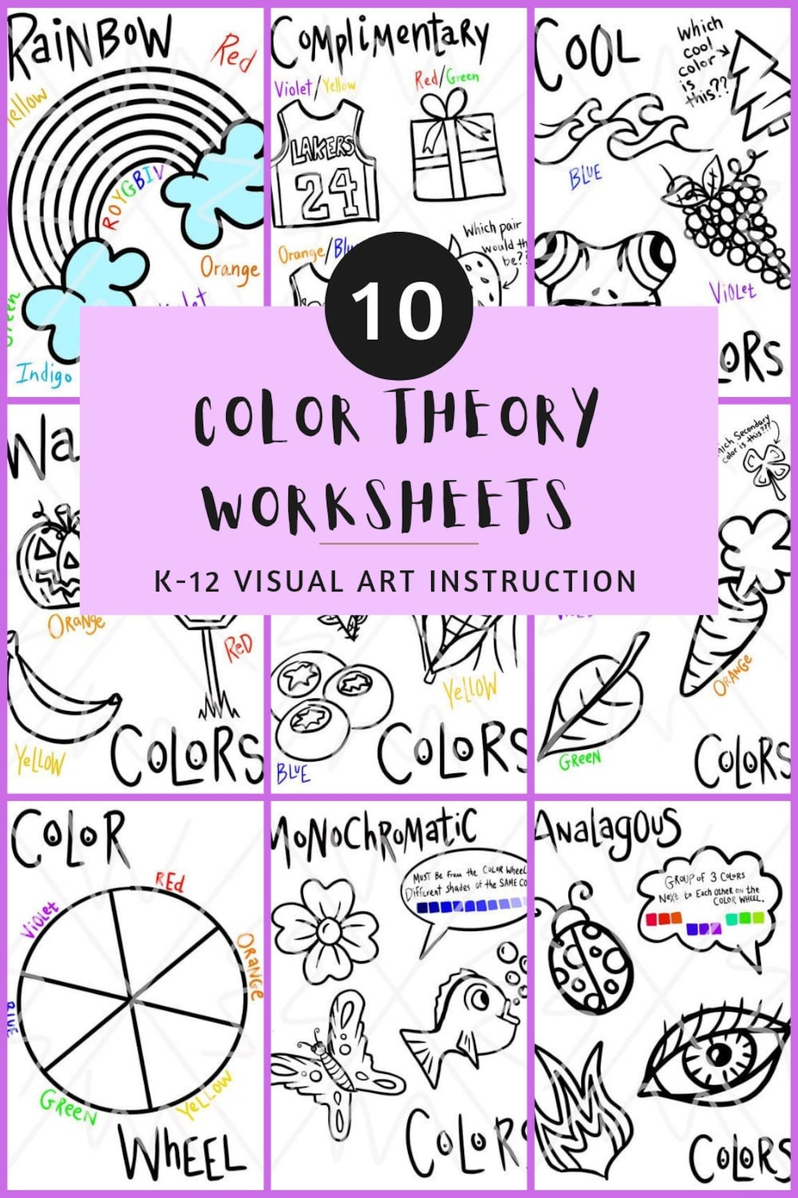 Color Theory Art Worksheet - Etsy