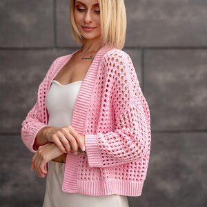 Trendy Cotton, Women's Cardigan, Mesh Knitted Cardigan,ladies Cropped ...