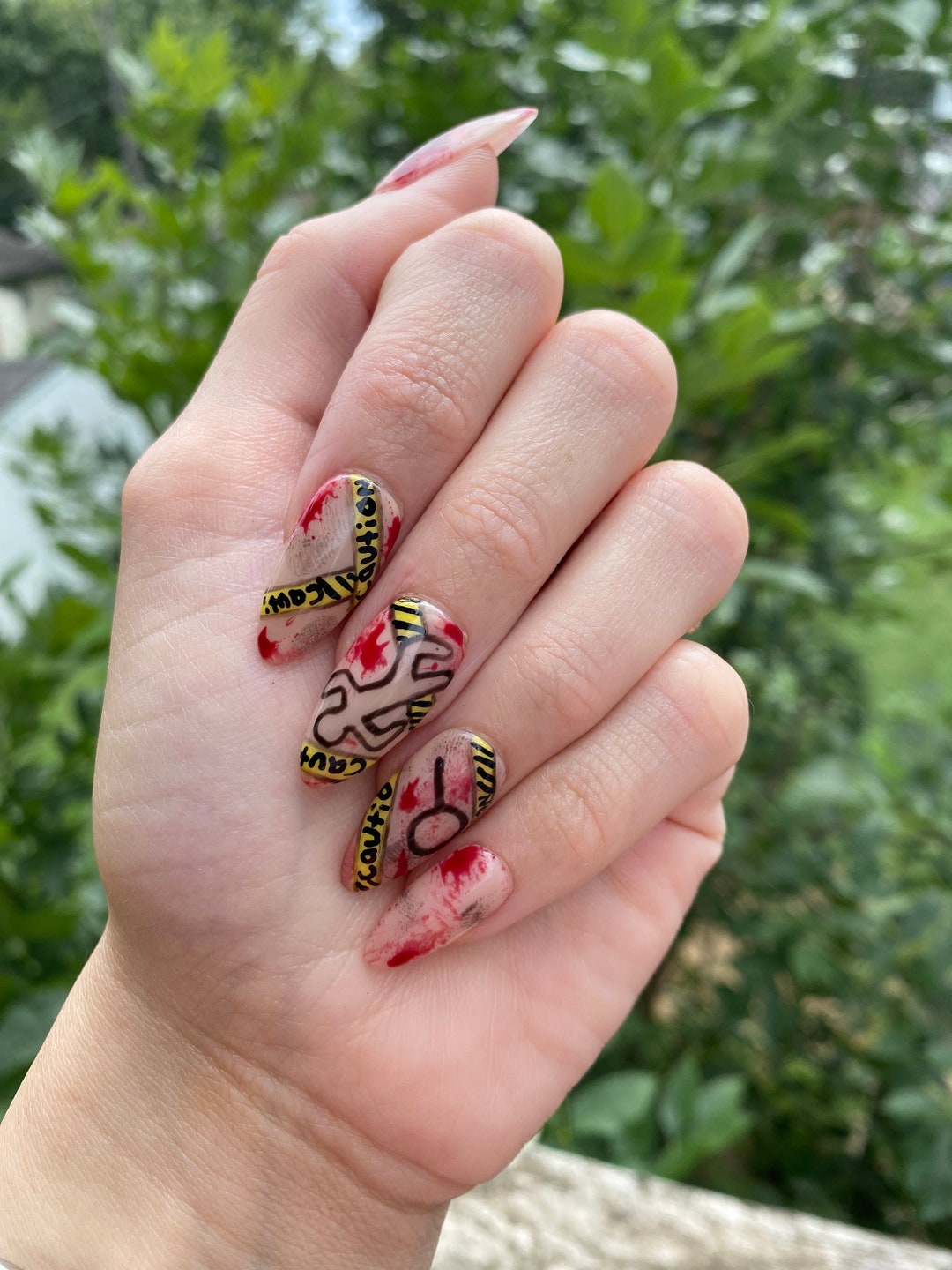 True Crime Press on Nails: Halloween Almond Nails - Etsy