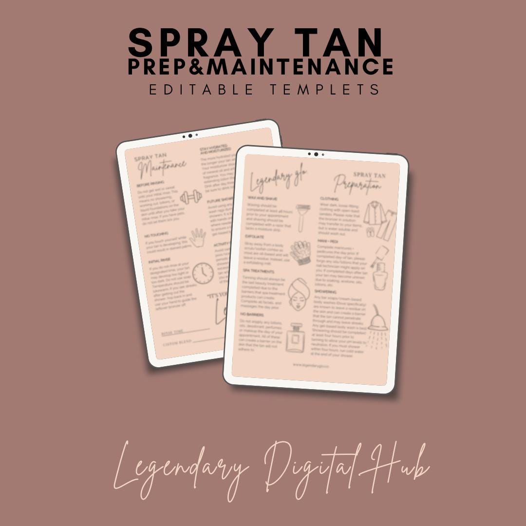 Editable Spray Tan Prep and Maintenance Templets - Etsy