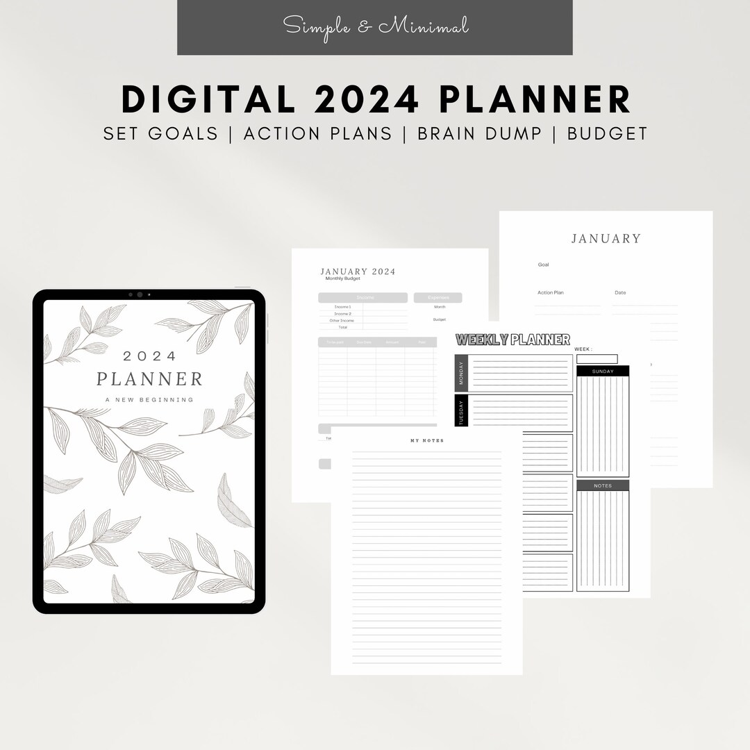 Black and White 2024 Digital Planner - Etsy