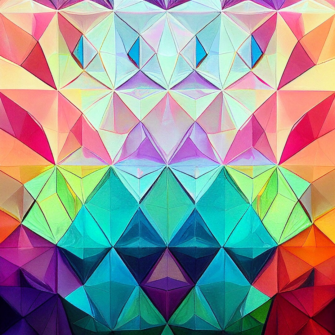 Colorful Triangles Birthday Card Digital Print Instant Download 4K HD ...