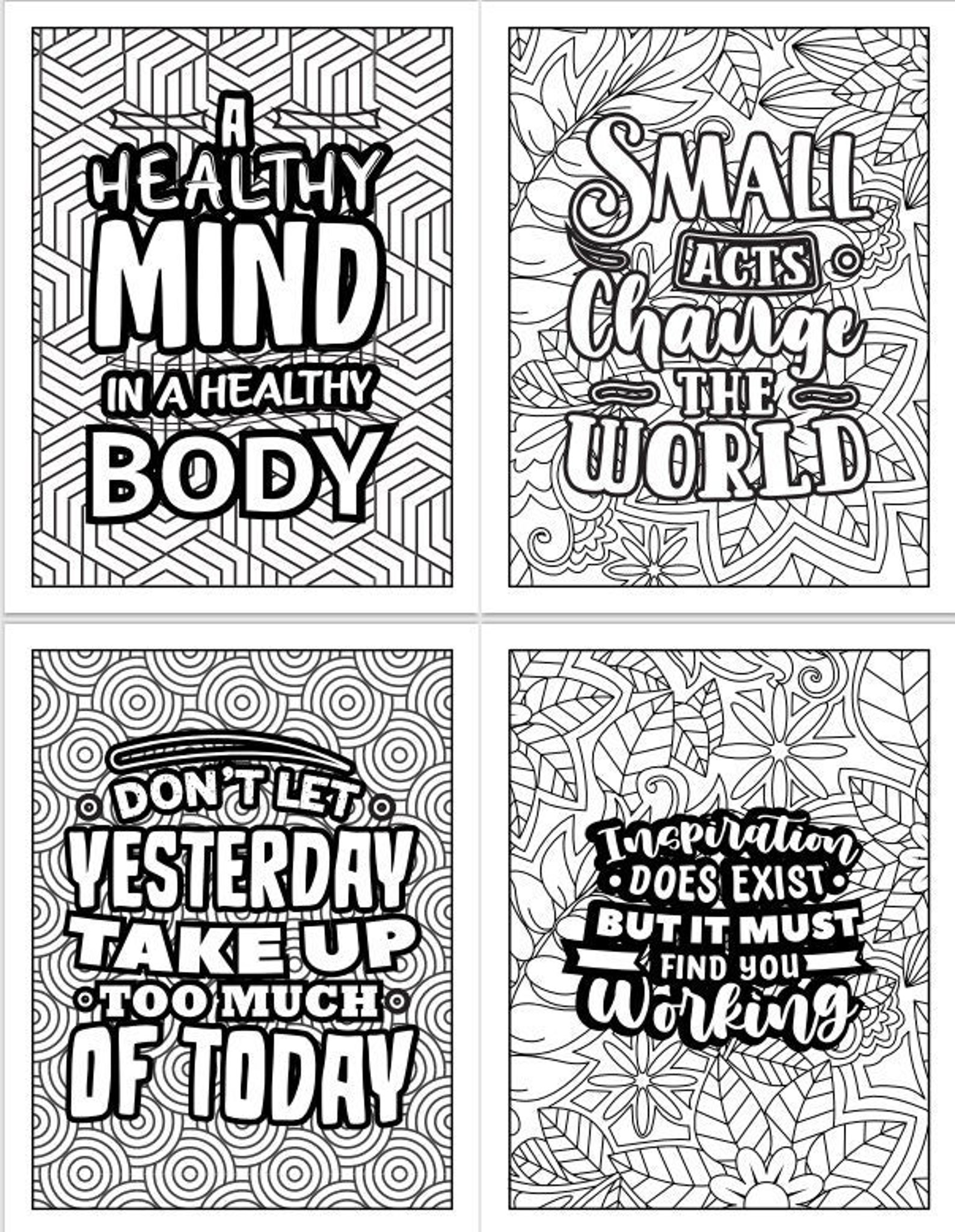 25 Motivational Quotes, Coloring Pages Pdf, Digital Download - Etsy