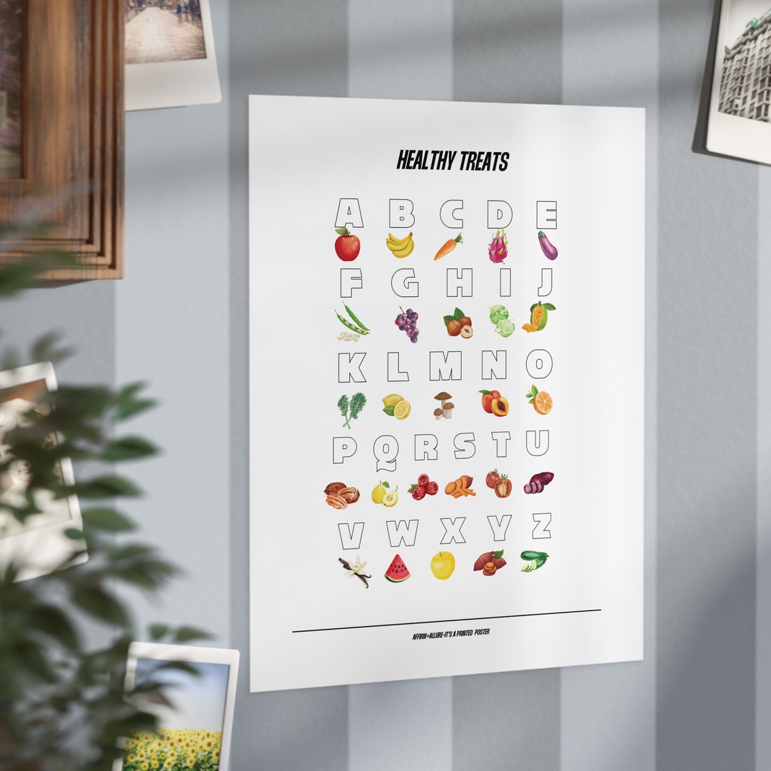 Healthy Food Alphabet Unframed Prints by AFFRIMALLURE - Etsy