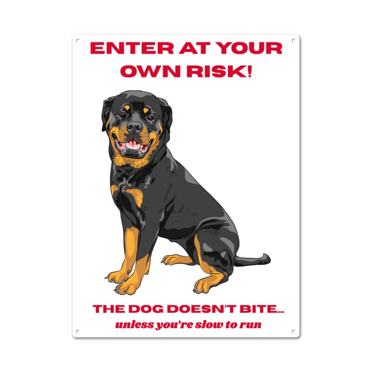 Funny Rottweiler Warning Sign: "slow to Run" Metal Yard Decor - Etsy