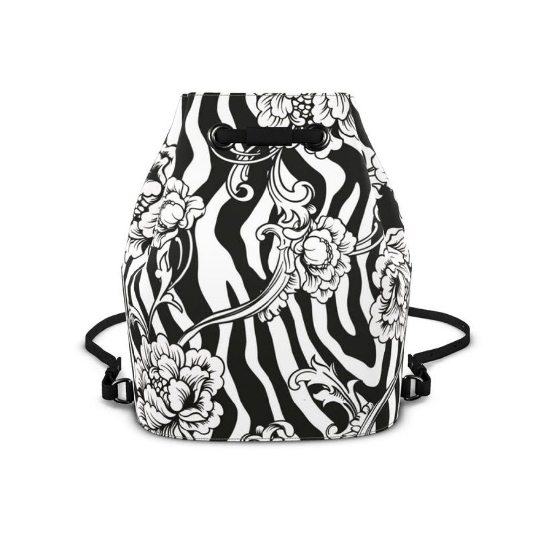 Modern Black and White Roses Leader Backpack Stylish Bag Fashion Bucket ...