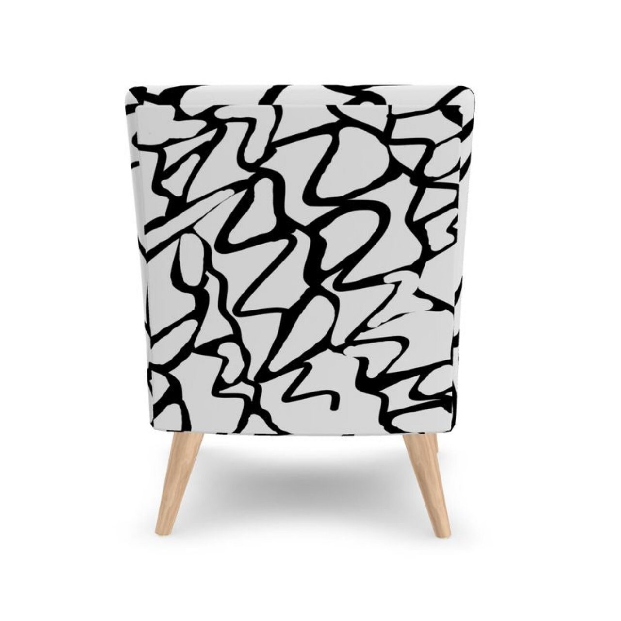 Black and White Abstract Accent Chair - Beech Wood Legs, Poly Velour - Etsy