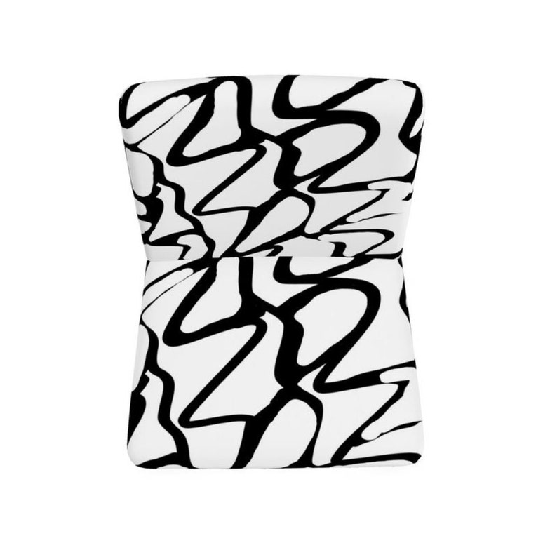 Black and White Abstract Accent Chair - Beech Wood Legs, Poly Velour - Etsy