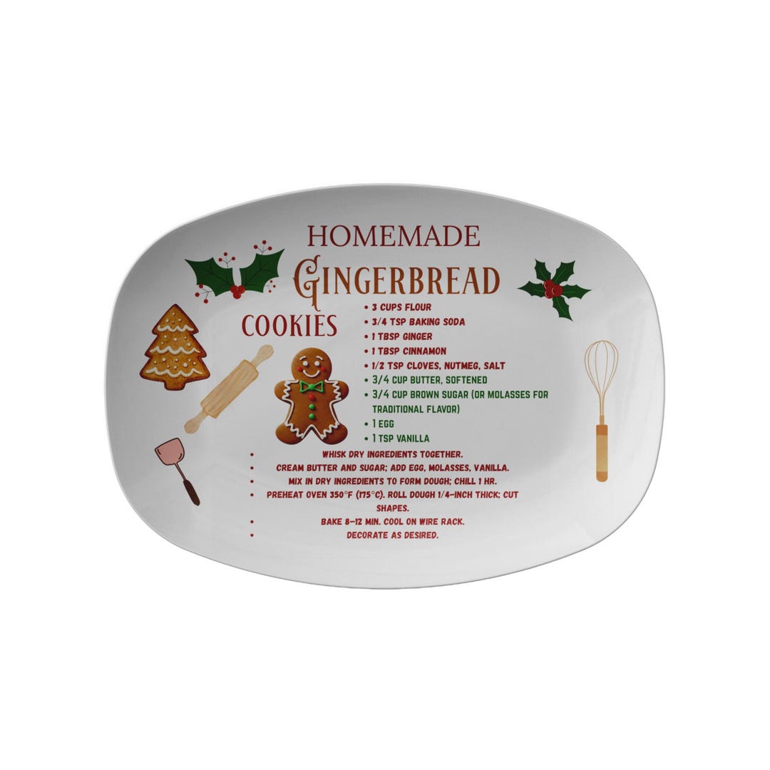 Personalized Gingerbread Recipe Plate – Holiday Serving Platter ...