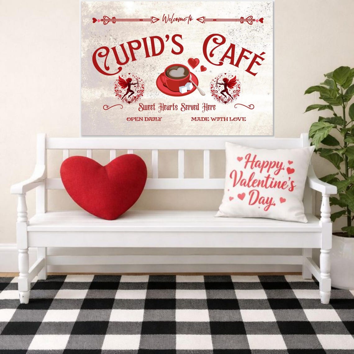 Cupid's Cafe Valentine Aluminum Print | Vintage Kitchen Decor - Etsy