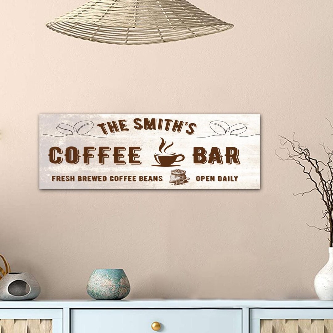 Rustic Coffee Bar Sign: MDF Wood Wall Art for Kitchen, Home Cafe ...