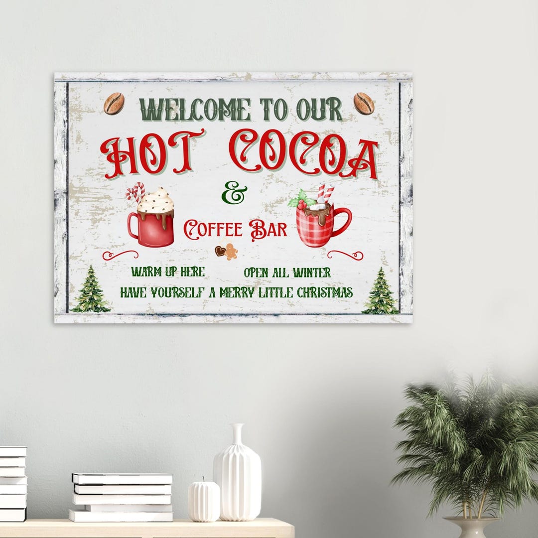 Hot Cocoa Coffee Bar Sign - Christmas Aluminum Print | Modern Holiday ...