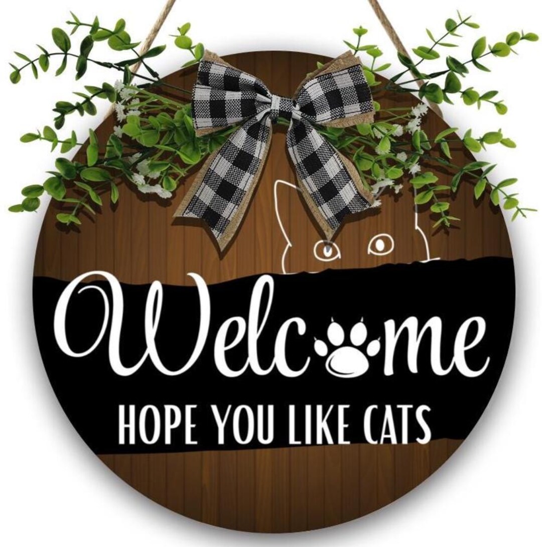 Personalized Cat Sign: Rustic Wood Door Hanger, Cat Lover Gift - Etsy