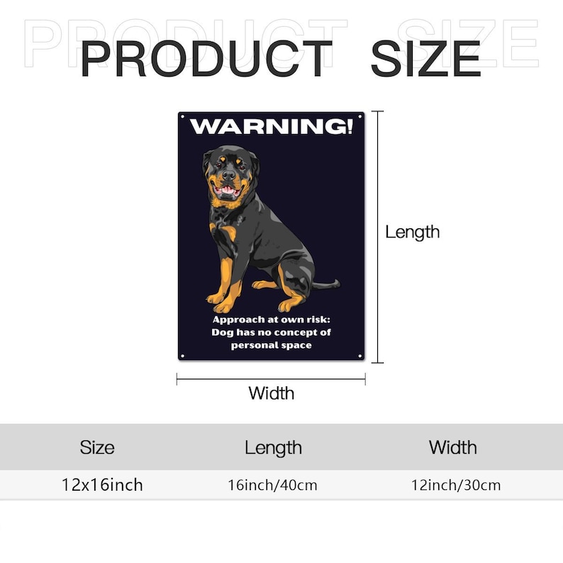 Funny Rottweiler Warning Sign – “no Concept of Personal Space” – Metal ...
