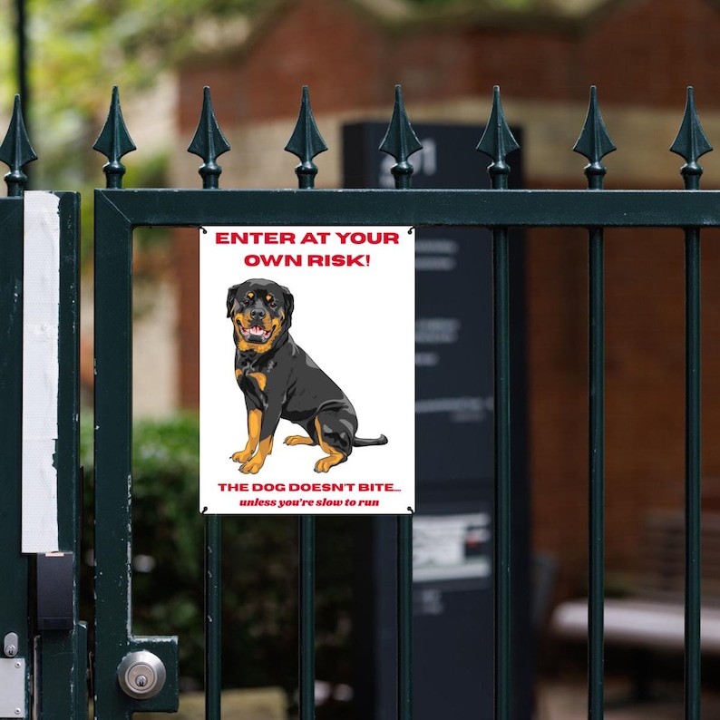 Funny Rottweiler Warning Sign: "slow to Run" Metal Yard Decor - Etsy