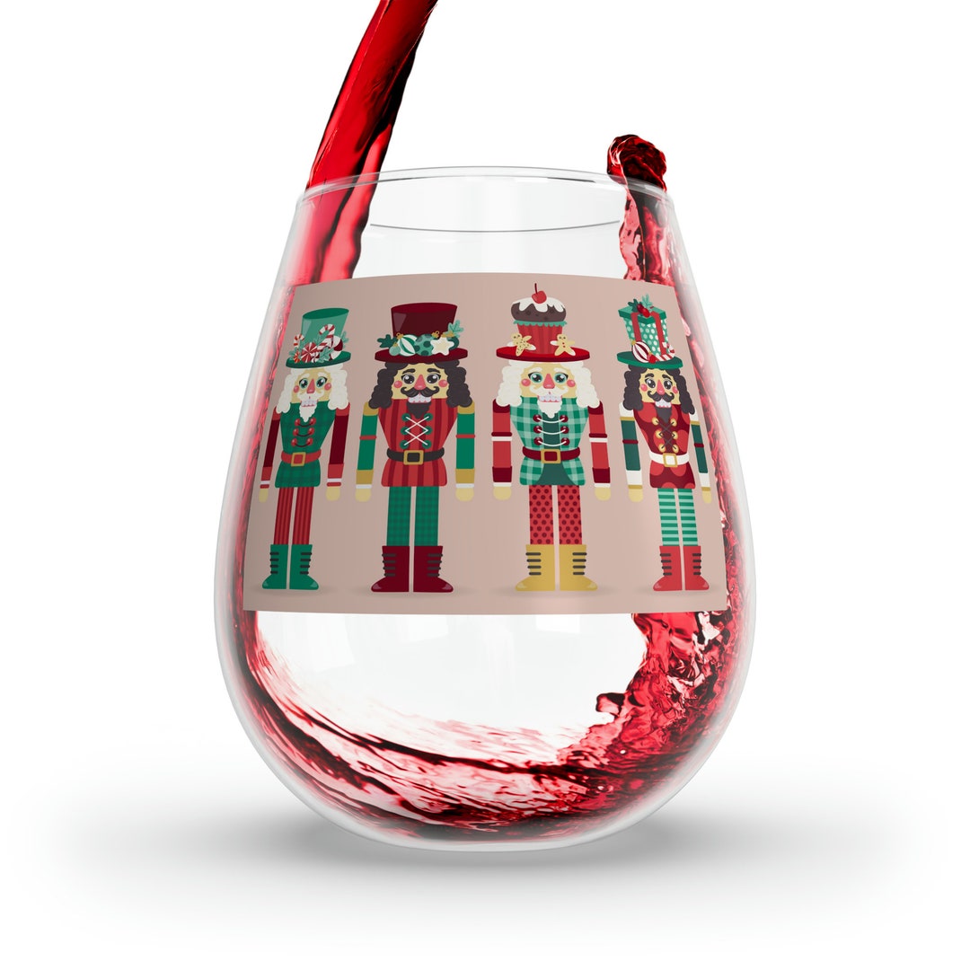 Nutcrackers Stemless Wine Glass – 11.75oz Christmas Glassware – Holiday ...
