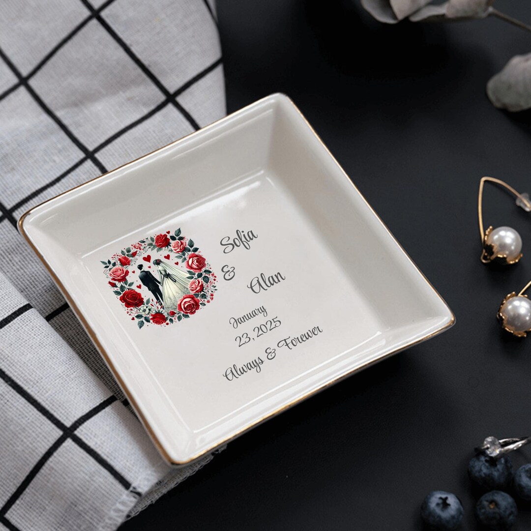 Ceramic Square Plates Wedding Gift for Couples Anniversary Keepsake ...