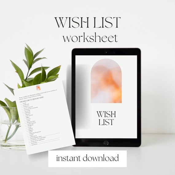 Goal Setting Worksheet Wish List Worksheet Digital File - Etsy