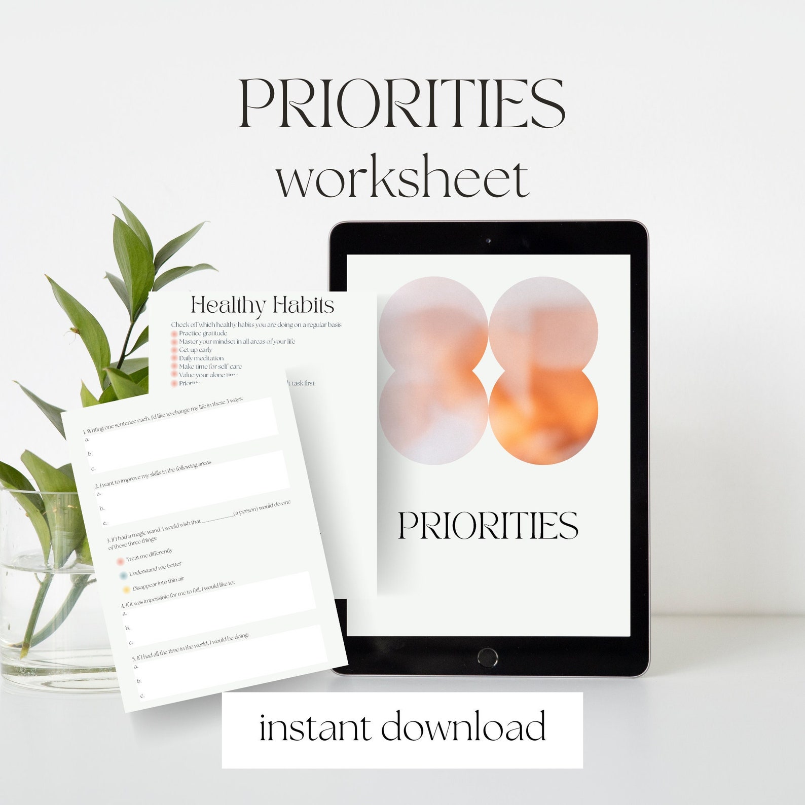 Priorities Worksheet Digital Download - Etsy