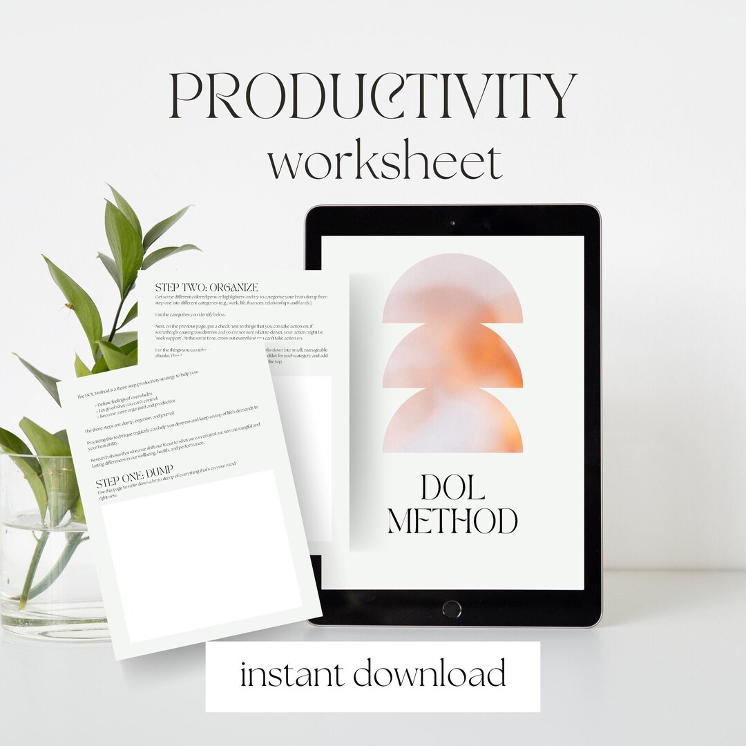 Productivity Worksheet DOL Method Self Help Worksheet Digital Download ...
