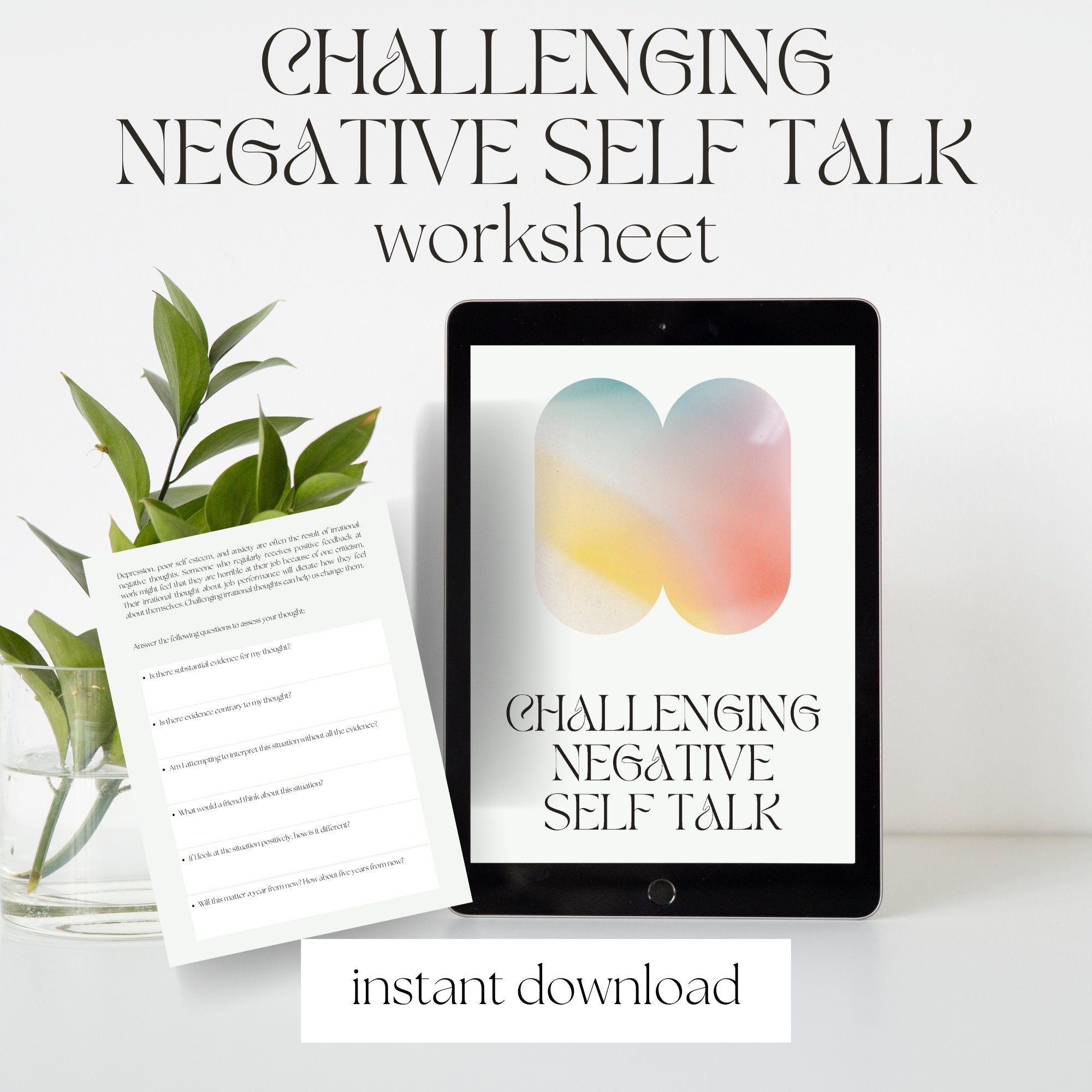 Challenging Negative Self Talk Worksheet | Digital Worksheet - Etsy