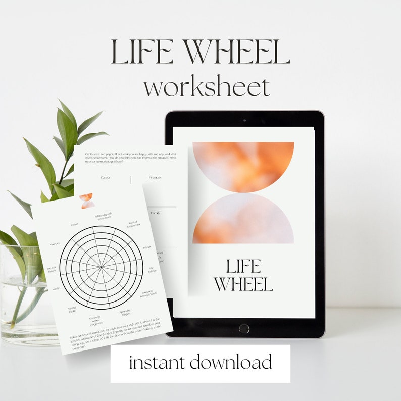 Life Wheel Worksheets Life Balance Wheel Self Help Worksheet - Etsy
