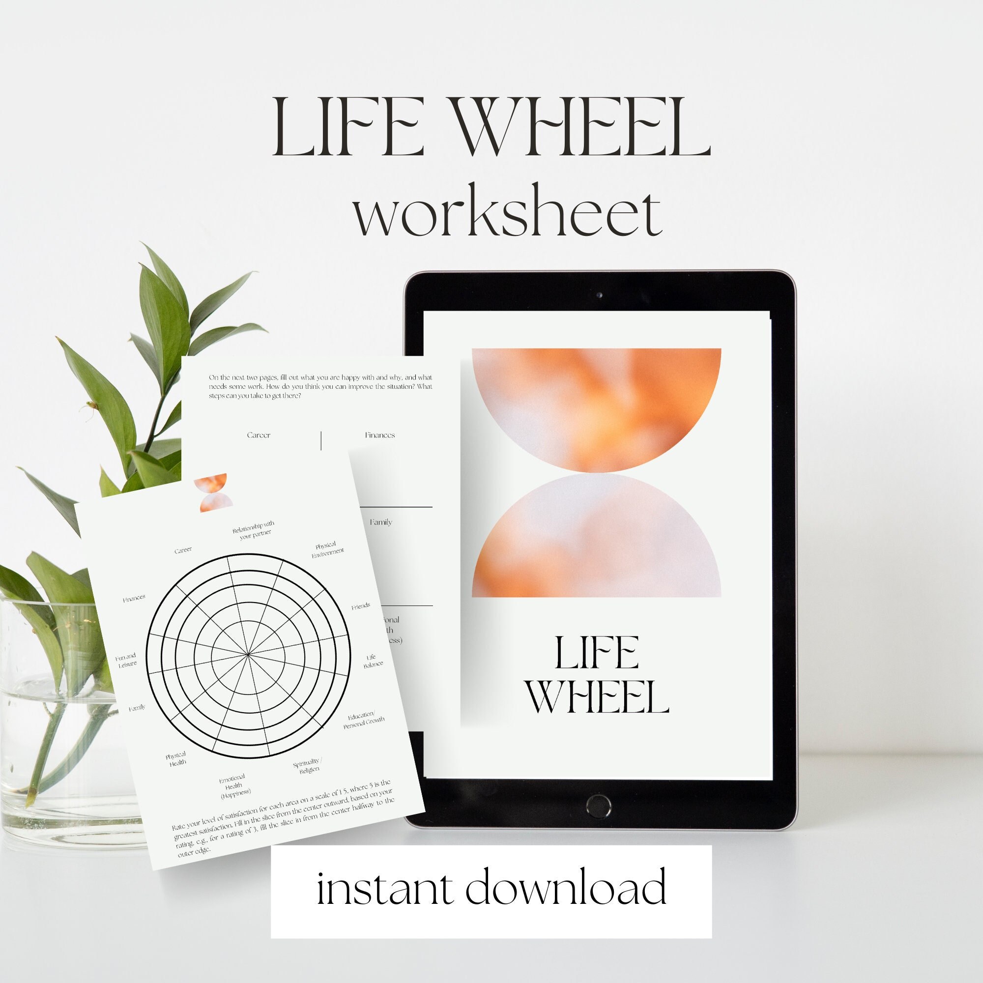 Life Wheel Worksheets Life Balance Wheel Self Help Worksheet - Etsy