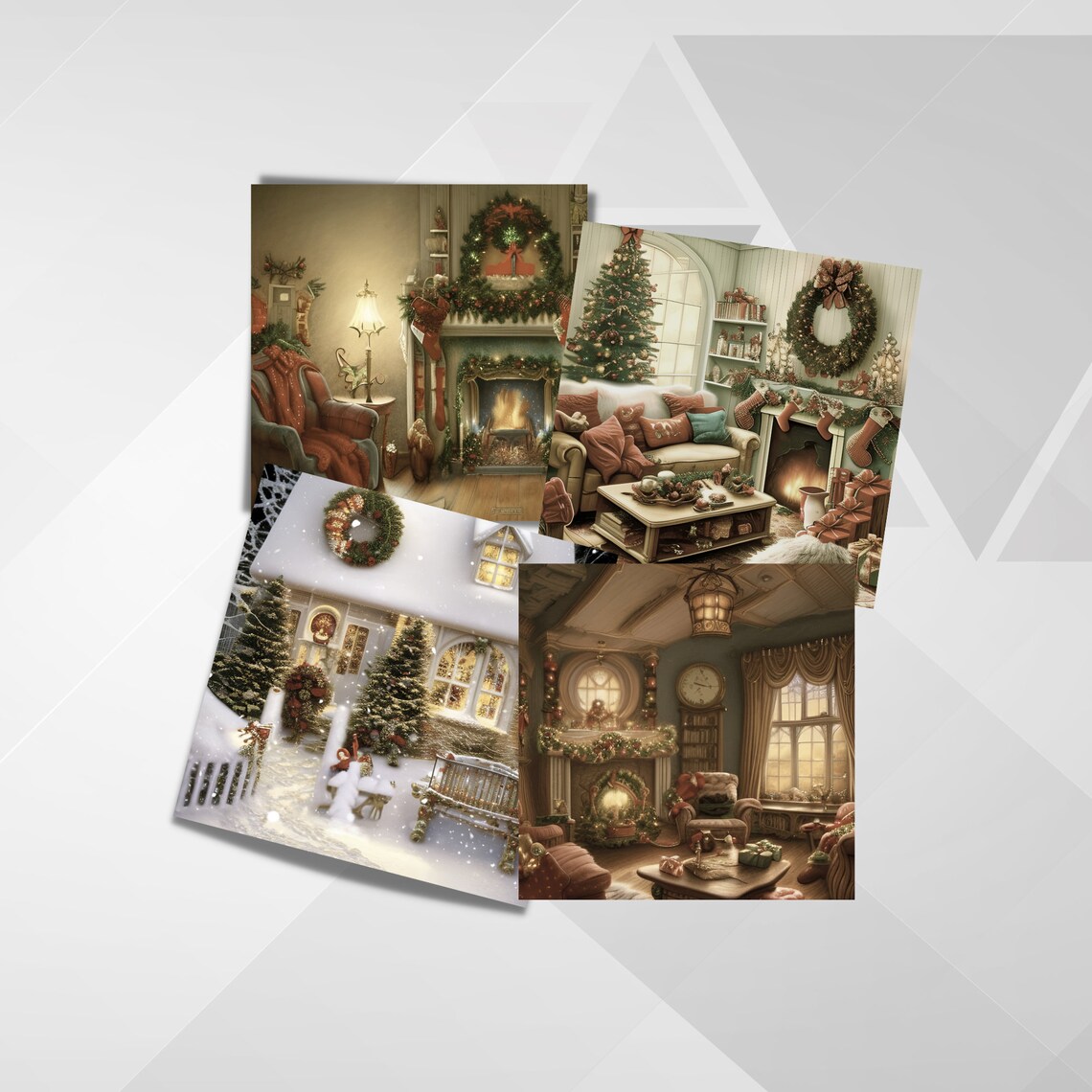 Vintage Christmas Digital Paper Christmas Watercolors Winter - Etsy