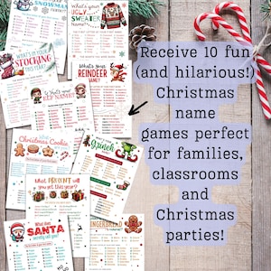 Printable Christmas Name Game Bundle, Christmas Party Icebreaker Games ...