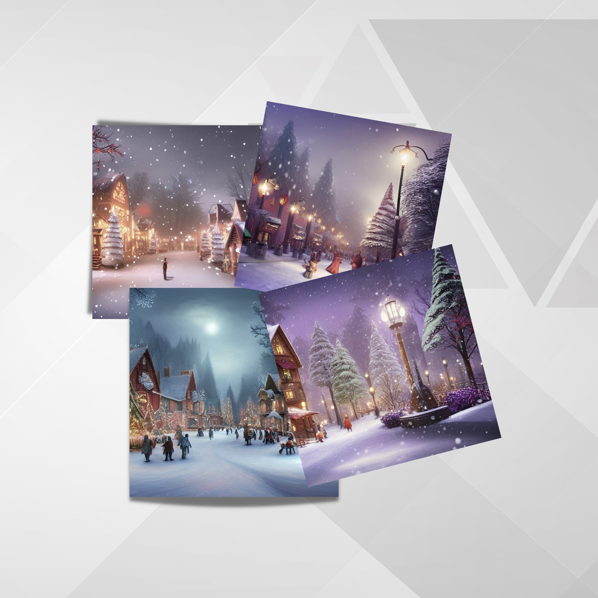 Vintage Winter Village Digital Paper Winter Village Oil - Etsy