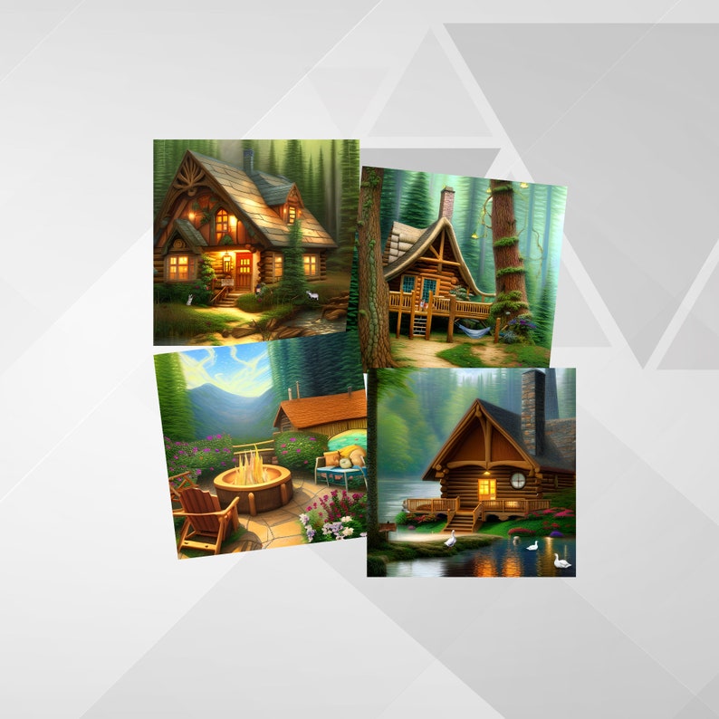 Cabin Life Digital Papers Forest Cabins Cabin in the Woods - Etsy