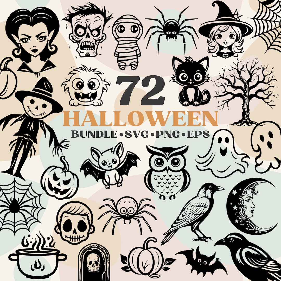 Halloween SVG Bundle, Set of 72 Cut Files for Cricut, Halloween ...