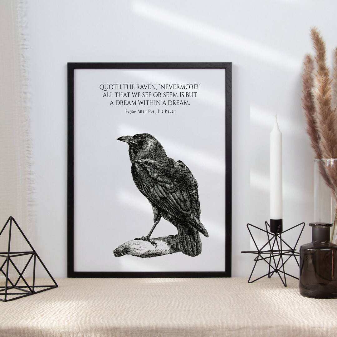 Quoth the Raven, Edgar Allan Poe, Nevermore, Raven Print, Halloween ...