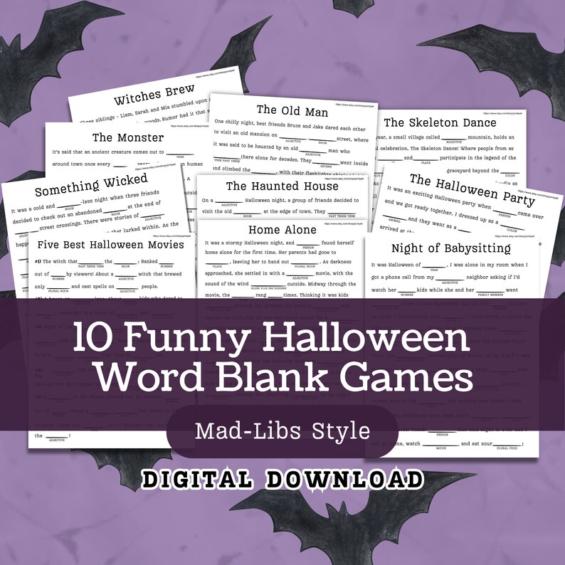 Printable Halloween Games, Fill in the Blanks, Halloween Party Games ...