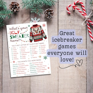 Printable Christmas Name Game Bundle, Christmas Party Icebreaker Games ...