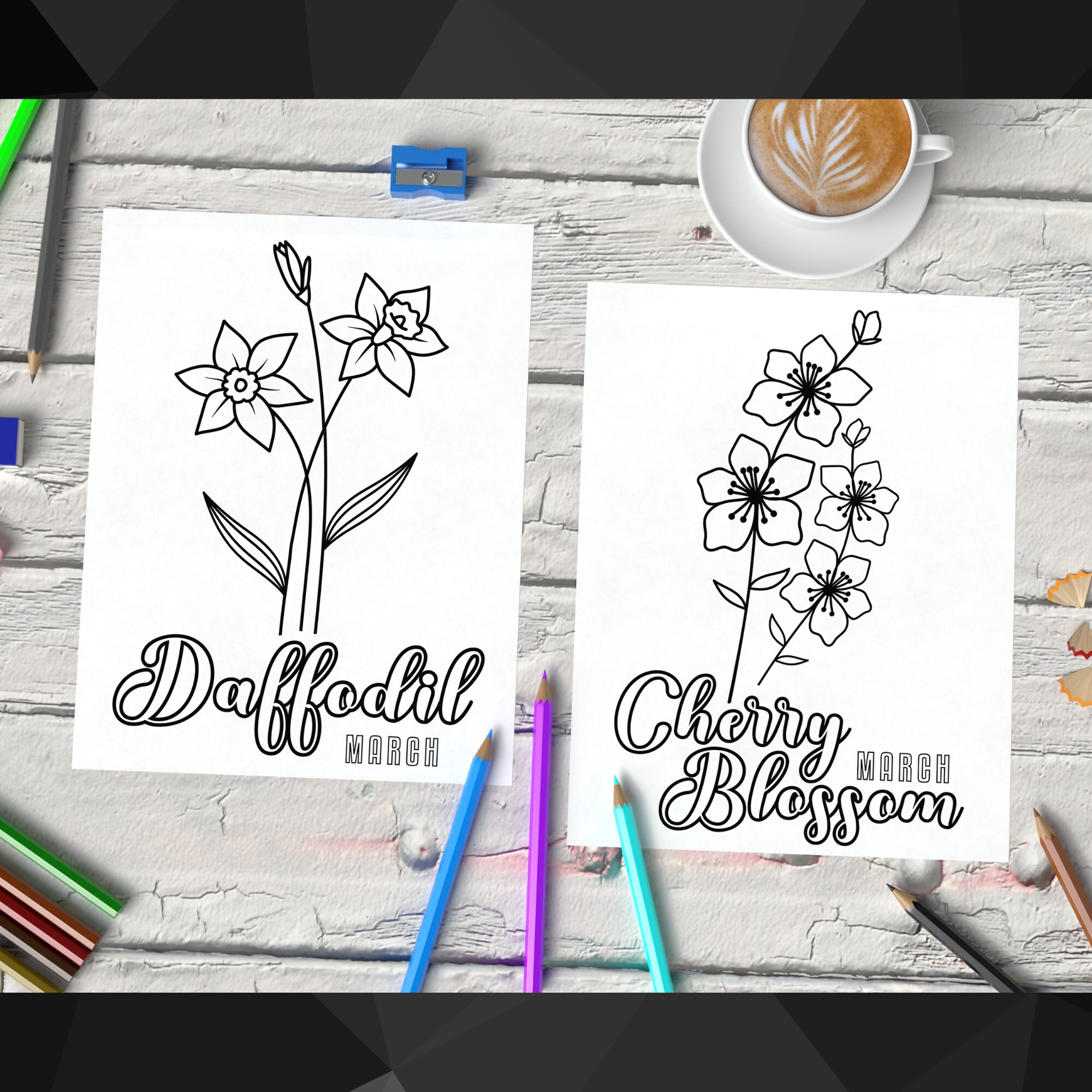 Birth Month Flower Coloring Pages 24 Pages Birth Month - Etsy