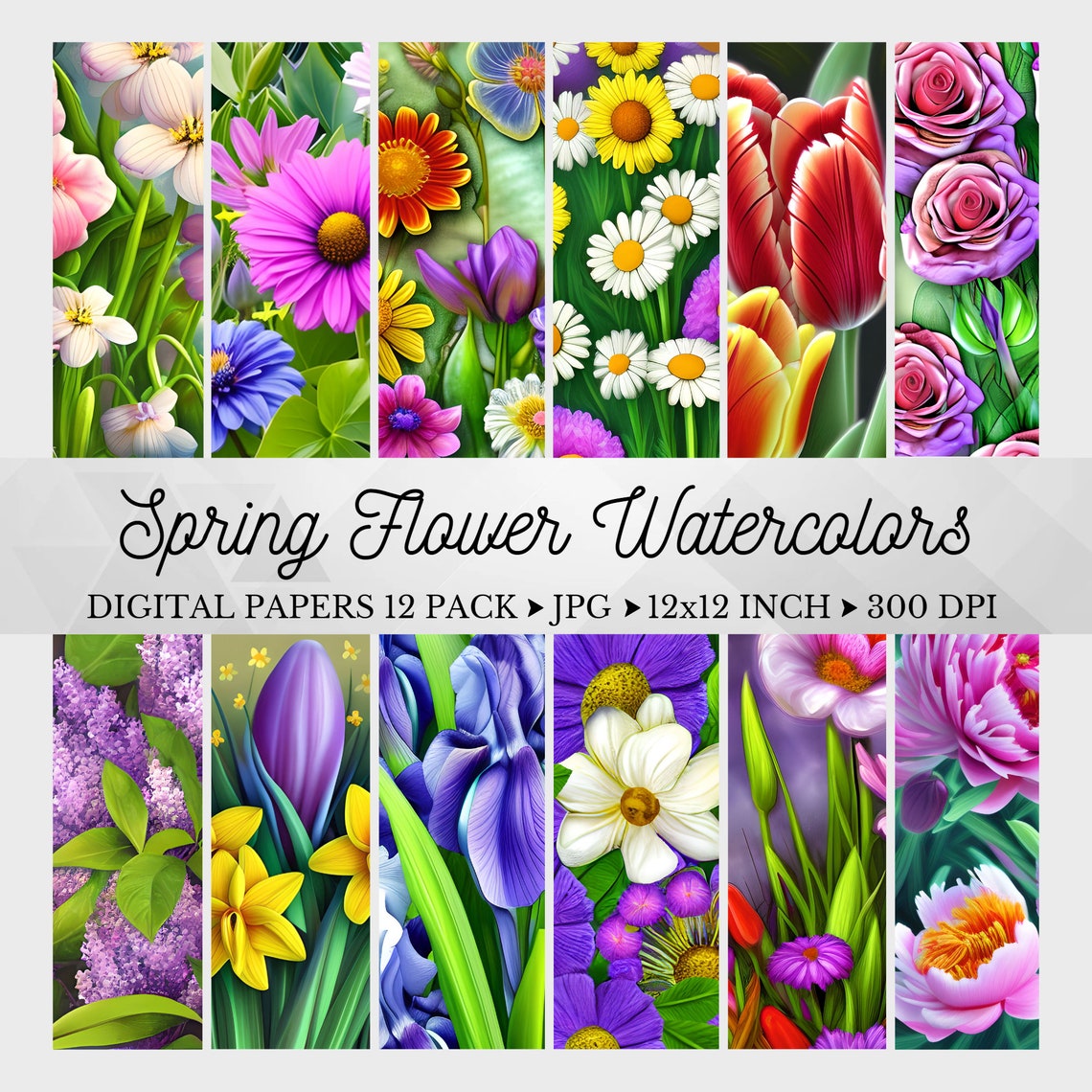 Spring Floral Digital Paper Flowers Digital Paper Watercolor - Etsy