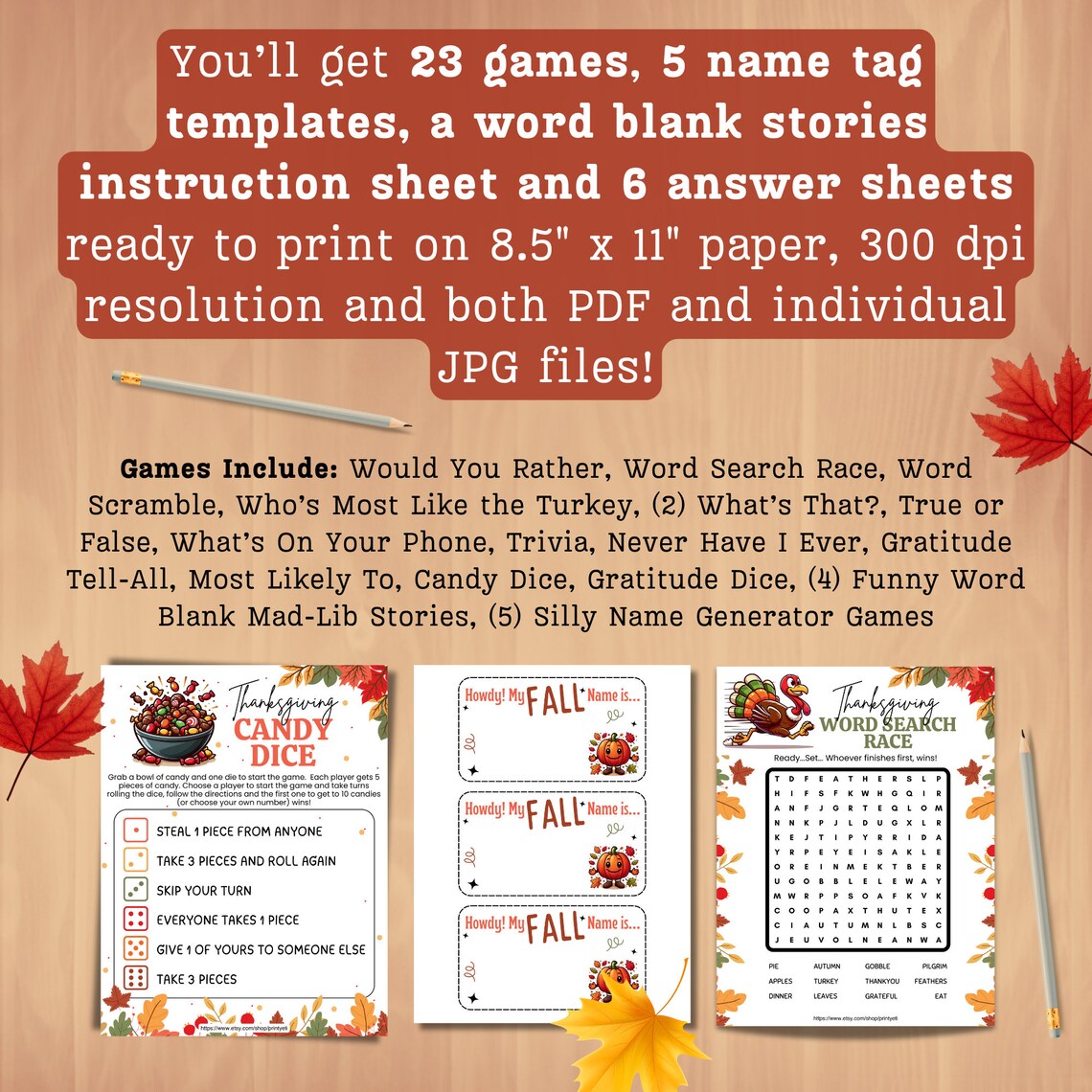 Ultimate Thanksgiving Games Bundle, Family Thanksgiving Games ...