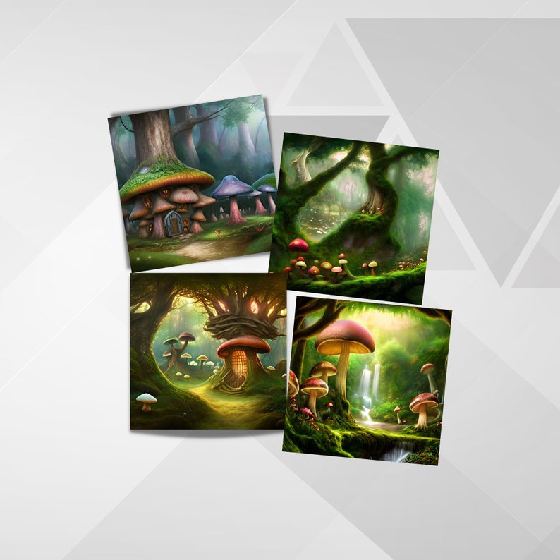 Mushroom Fantasy Forest Digital Papers Enchanted Forest - Etsy